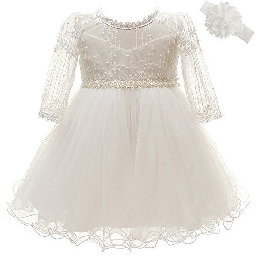 Coozy Baby Girls Dresses Christening Baptism Gowns, Ivory, Size 0-6 Months