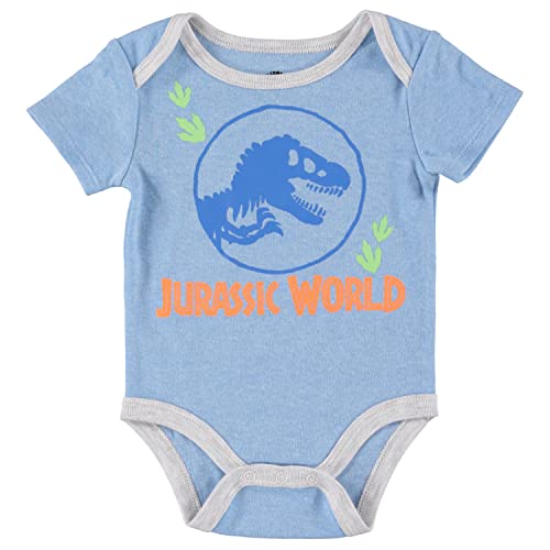 Jurassic World Welcome to the Universe Baby Baby Clothes 3-Piece Set with Baby Bodysuit, Pants, and Bib - Baby Outfits (6-9M), Blue/Grey/Green (AJWB114ST)