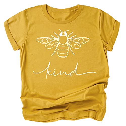 Bee Kind Simple Everyday Shirt for Baby & Toddler Youth Boys & Girls White on Mustard Shirt 3T