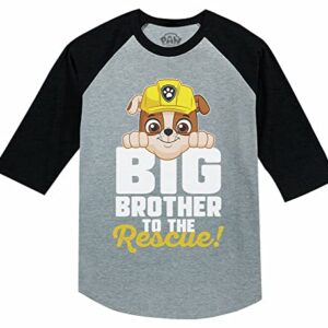 Big Brother Shirt for Toddler Rubble Paw Patrol 3/4 Sleeve Baseball Jersey Toddler Shirt Dark Gray 4T