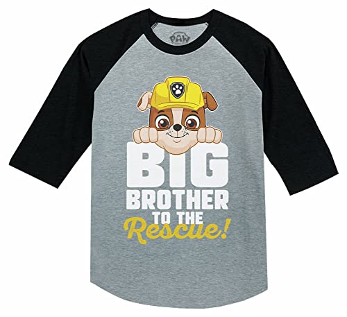 Big Brother Shirt for Toddler Rubble Paw Patrol 3/4 Sleeve Baseball Jersey Toddler Shirt Dark Gray 4T