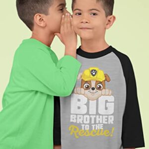 Big Brother Shirt for Toddler Rubble Paw Patrol 3/4 Sleeve Baseball Jersey Toddler Shirt Dark Gray 4T