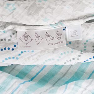 SwaddleDesigns Marquisette Receiving Swaddle Blanket for Baby Boys & Girls, Soft Premium Cotton Muslin, Best Shower Gift, Elephant and Pastel Blue Chickies, Parent Picks Award Winner