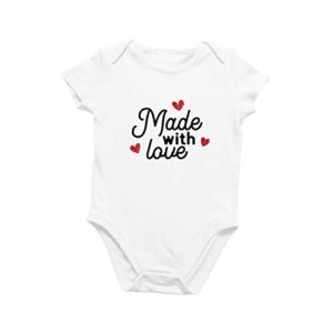 onesie organic baby one piece valentine’s bodysuit, 0-12 months – made with love (6-9 months)