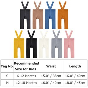 Newborn Baby Leggings Girls Boys Tights Pants with Suspenders Braces Infant Toddler Boho Clothes Fall Outfit Sweater Ribbed Knit High Waist Bottoms Autumn Winter Birthday Black 12-18 Months