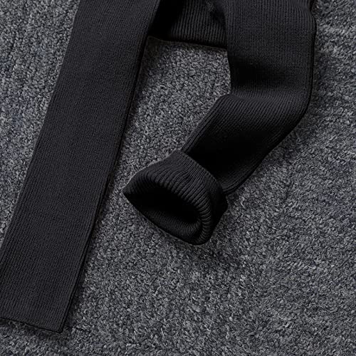 Newborn Baby Leggings Girls Boys Tights Pants with Suspenders Braces Infant Toddler Boho Clothes Fall Outfit Sweater Ribbed Knit High Waist Bottoms Autumn Winter Birthday Black 12-18 Months