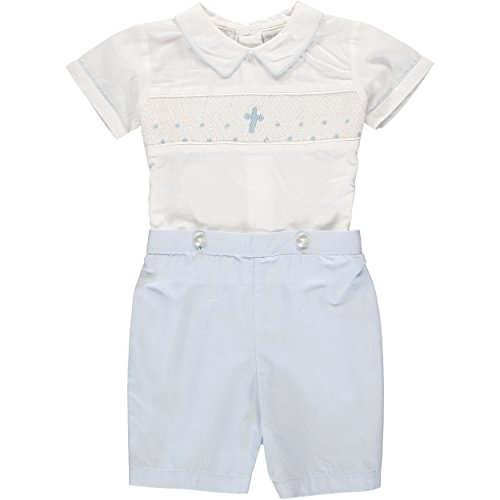 Carriage Boutique Hand Smocked Cross Bobbie Suit - Christening Outfits for Boys - Baptism Outfits for Boys - Designed in USA