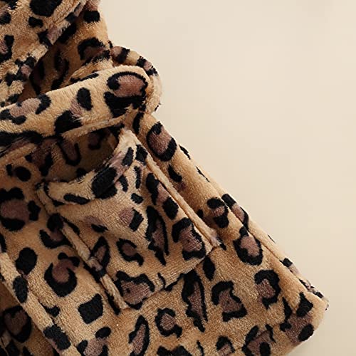 Toddler Baby Girl Fleece Bathrobe Gown Winter Autumn 0-5T Kids Girls Soft Towel Plus Robe Bathrobe (Leopard, 12-24 Months)