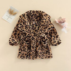 Toddler Baby Girl Fleece Bathrobe Gown Winter Autumn 0-5T Kids Girls Soft Towel Plus Robe Bathrobe (Leopard, 12-24 Months)