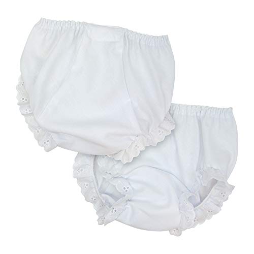 I.C. Collections Baby Girls White Double Seat Diaper Cover Bloomers, Size NB