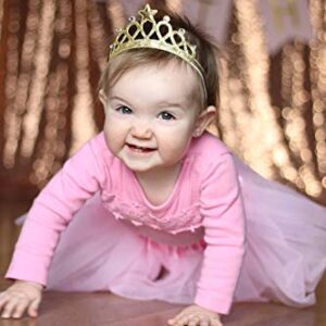 HONBAY 2PCS Baby Hair Accessories Baby Princess Crown Headband with Crystal and Star for 1 to 3 Years Old Baby, Gold and Silver