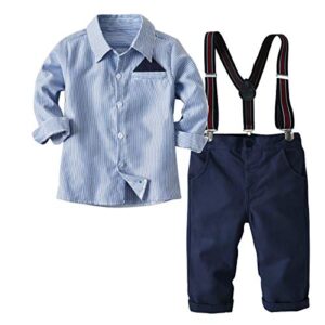 baby boys long sleeve gentleman outfits suits set,shirt+ pants+suspenders,6-9m