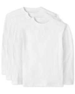 the children’s place baby boys and toddler long sleeve basic layering t-shirt shirt, white 3 pack, 6-9 months us