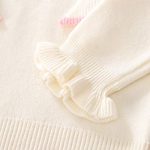 IDOPIP Toddler Kids Baby Girls Knit Sweater Dress Ruffle Long Sleeve Bowtie Sweater T-shirt Top + Tutu Skirt Princess Casual Birthday Party Dresses Fall Winter Outfit Clothes 2PCS Set Pink 4-5 Years