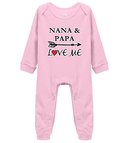 Nana and Papa Love Me Unisex Baby Footed Bodysuit Cartoon Onesie Jumpsuit