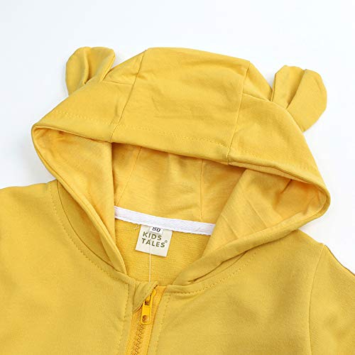 Mifyiar Girls Boys Bear's Infant Baby Ear Outfits Hooded Zipper Sweatshirt+Pants Boys 3 Month Old Boy Clothes Yellow