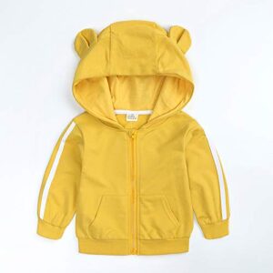 Mifyiar Girls Boys Bear's Infant Baby Ear Outfits Hooded Zipper Sweatshirt+Pants Boys 3 Month Old Boy Clothes Yellow