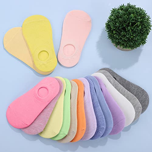 Poroka 16 Pairs No Show Socks Anti-slip Low Cut Kid Socks Kids Half Cushion Socks for Girls Boys