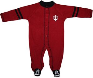 creative knitwear indiana university hoosiers newborn infant baby sports shoe footed romper crimson/black