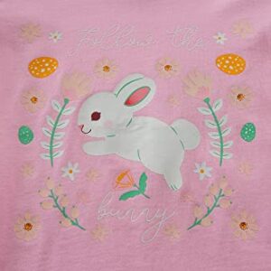 Toddler Girls T-Shirt Easter Gift - Bunny Eggs Baby Short Sleeve Bunny Tee Shirts Soft Summer Pink Cotton Tops 3T