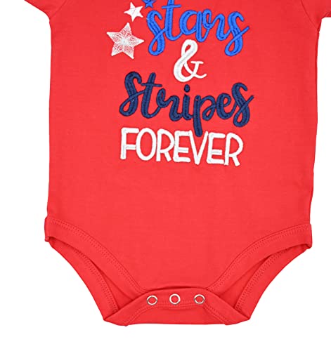 Unique Baby Unisex Stars Stripes 4th of July Clothes Set Outfit (6M, Red)