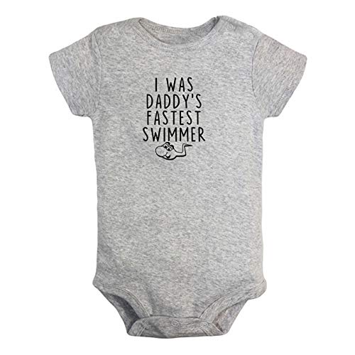 iDzn I was Daddy's Fastest Swimmer Funny Slogan Digital Print Rompers, Newborn Baby Bodysuits, Infant Jumpsuits, Baby Unisex Novelty Outfits