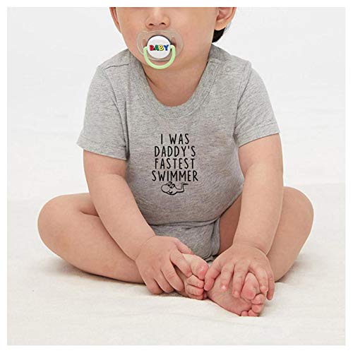 iDzn I was Daddy's Fastest Swimmer Funny Slogan Digital Print Rompers, Newborn Baby Bodysuits, Infant Jumpsuits, Baby Unisex Novelty Outfits