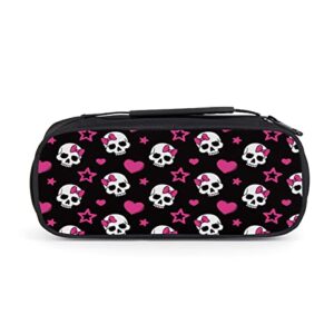 yashilaiya big capacity pencil case pink skull love star pencil bag zipper pencil box cosmetic bag stationary bag for teenage girls travel office supplies