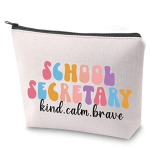 zjxhpo administrative assistant cosmetic bag school secretary kind calm brave makeup bag with zipper school secretary pencil case school secretary thank you gift (school secretary kind)