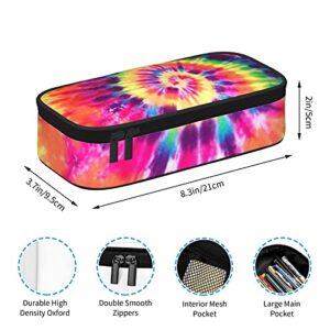 Gocerktr Colorful Tie Dye Pencil Case Large Capacity Pencil Bag Double Zippers Pen Bag with Compartments Multifunction Makeup Bag for Women