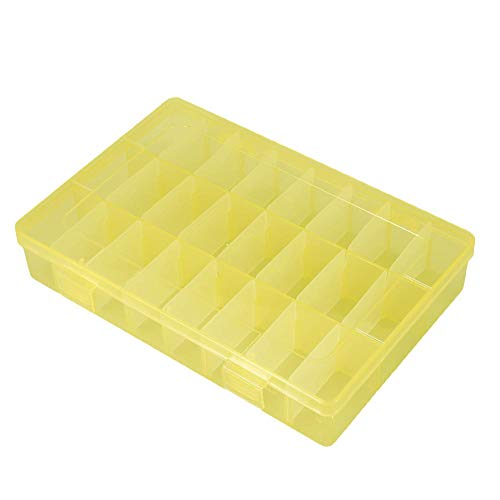 Vruping Jewelry Box Organizer Storage, 24 Grids Adjustable Jewelry Box, Plastic Detachable Beads Earrings Storage Case Jewelry Divider Container Jewelry Organizer Case(Yellow)