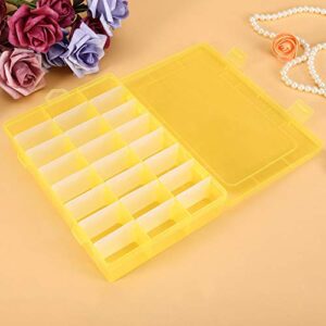 Vruping Jewelry Box Organizer Storage, 24 Grids Adjustable Jewelry Box, Plastic Detachable Beads Earrings Storage Case Jewelry Divider Container Jewelry Organizer Case(Yellow)