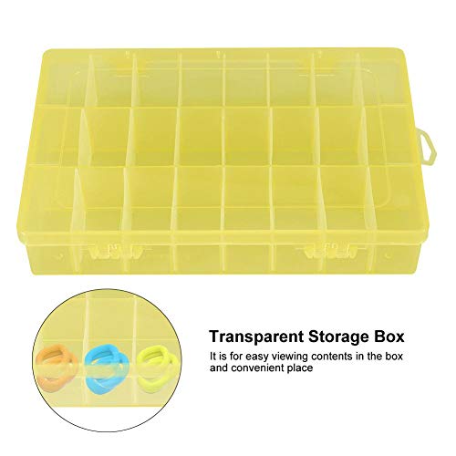 Vruping Jewelry Box Organizer Storage, 24 Grids Adjustable Jewelry Box, Plastic Detachable Beads Earrings Storage Case Jewelry Divider Container Jewelry Organizer Case(Yellow)