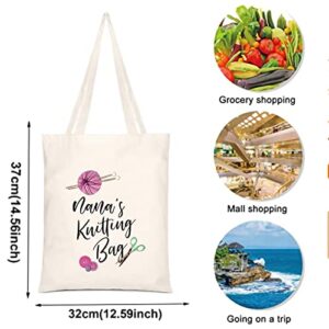 Nana’s Knitting Bag Grandma Knitting Tote Bag Knitting Lover Shopping Bag Nana Canvas Bag (Nanas Knitting Bag)