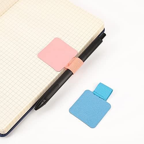 Dreamty 6 Pieces Pen Loop Holder Multicolor Heart Shape Self-Adhesive Pencil Elastic Loop for Notebooks Journals Calendars Planners (Square)