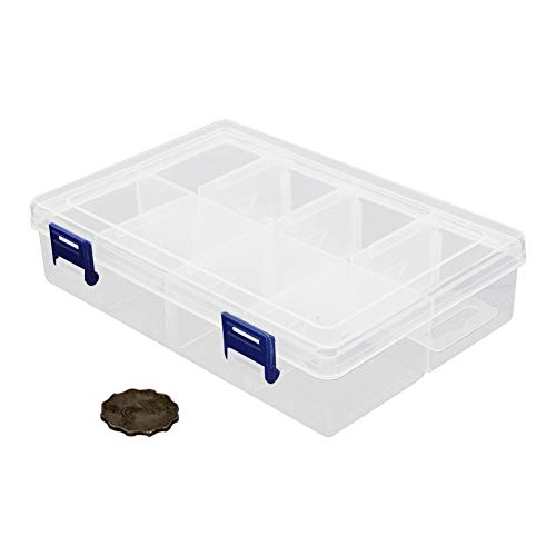 Heyiarbeit Plastic Organizer Container Storage Box Adjustable Divider Removable Grid Compartment, Premium Small Parts Organization(8 grids, Clear x 1)