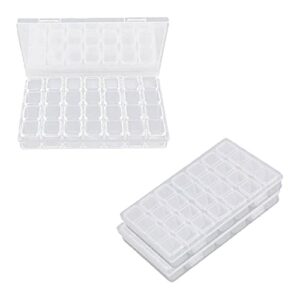 sullmar 3pcs 28 grids rhinestone box diamond picture box plastic jewelry storage box storage container gem container nail tools storage box diy art craft nail art small jewelry bead storage