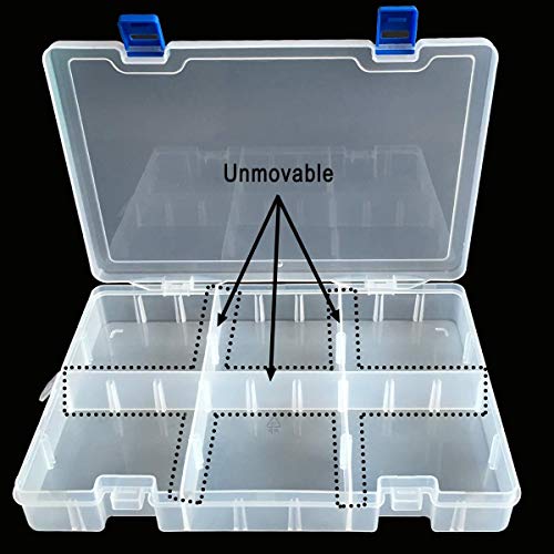 Qualsen 34 Grid Plastic Storage Box and 18 Grid Removable Compartment Box