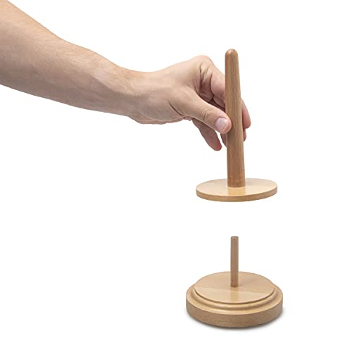 GOODROPRO Yarn Ball Holder - Made from Sustainable Beech Wood - Helps You in The Process of Crocheting or Knitting - String Dispenser - Complete with Set of 2 Bamboo Crochet Hooks