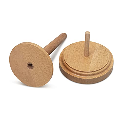 GOODROPRO Yarn Ball Holder - Made from Sustainable Beech Wood - Helps You in The Process of Crocheting or Knitting - String Dispenser - Complete with Set of 2 Bamboo Crochet Hooks