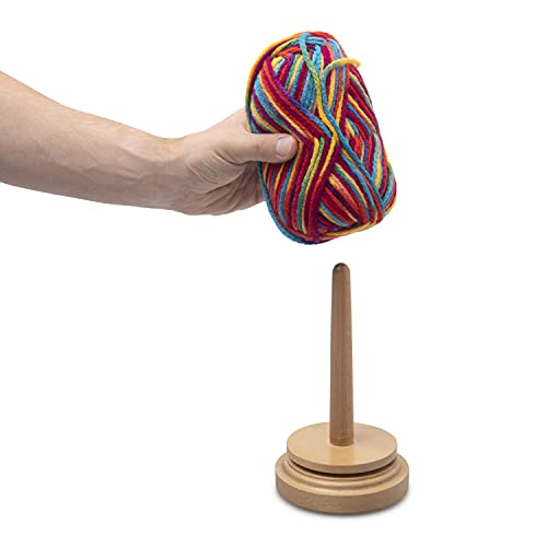 GOODROPRO Yarn Ball Holder - Made from Sustainable Beech Wood - Helps You in The Process of Crocheting or Knitting - String Dispenser - Complete with Set of 2 Bamboo Crochet Hooks