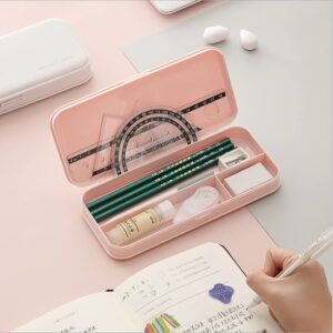 Sluxa Senior Advanced frosted touch pencil box for kids, Cute plastic box for girls ,Large capacity for adults, Hard crayon box storage for school office suppliers.