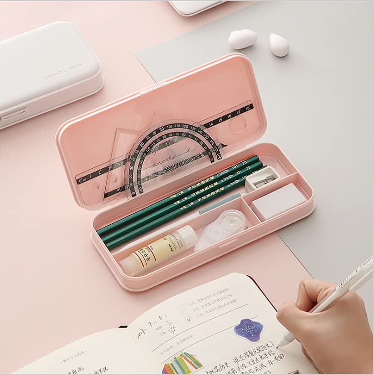 Sluxa Senior Advanced frosted touch pencil box for kids, Cute plastic box for girls ,Large capacity for adults, Hard crayon box storage for school office suppliers.