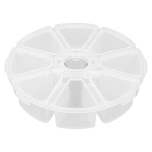 8 Grids Round Clear Plastic Box, Divider Storage Container for Beads Jewelry DIY Crafts Nail Art Items