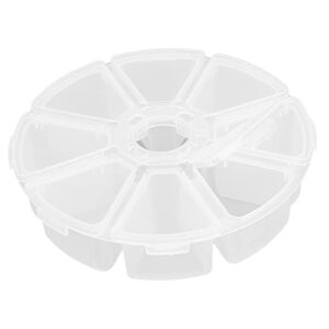 8 Grids Round Clear Plastic Box, Divider Storage Container for Beads Jewelry DIY Crafts Nail Art Items