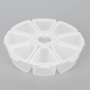 8 Grids Round Clear Plastic Box, Divider Storage Container for Beads Jewelry DIY Crafts Nail Art Items