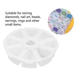 8 Grids Round Clear Plastic Box, Divider Storage Container for Beads Jewelry DIY Crafts Nail Art Items