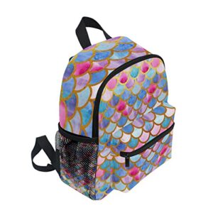 ZZKKO Beach Ocean Sea Colorful Mermaid Scale Kids Backpack Pre-School Bag for Kindergarten Toddler Boy Girls