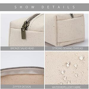 【YONBEN】Canvas pencil case cartuchera para poner boligrafo stationery bag pencil case storage cosmetic bag (Beige, S)