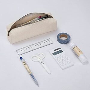 【YONBEN】Canvas pencil case cartuchera para poner boligrafo stationery bag pencil case storage cosmetic bag (Beige, S)